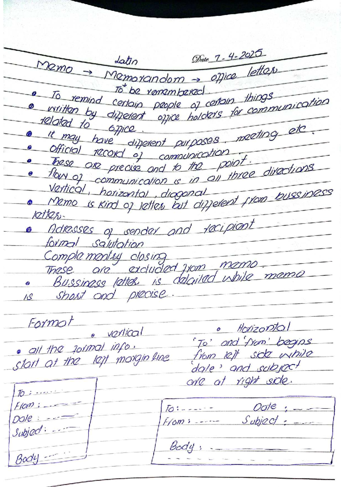 Memo - Its the basic introduction to meno - Memo Latin Date Memorandom ...