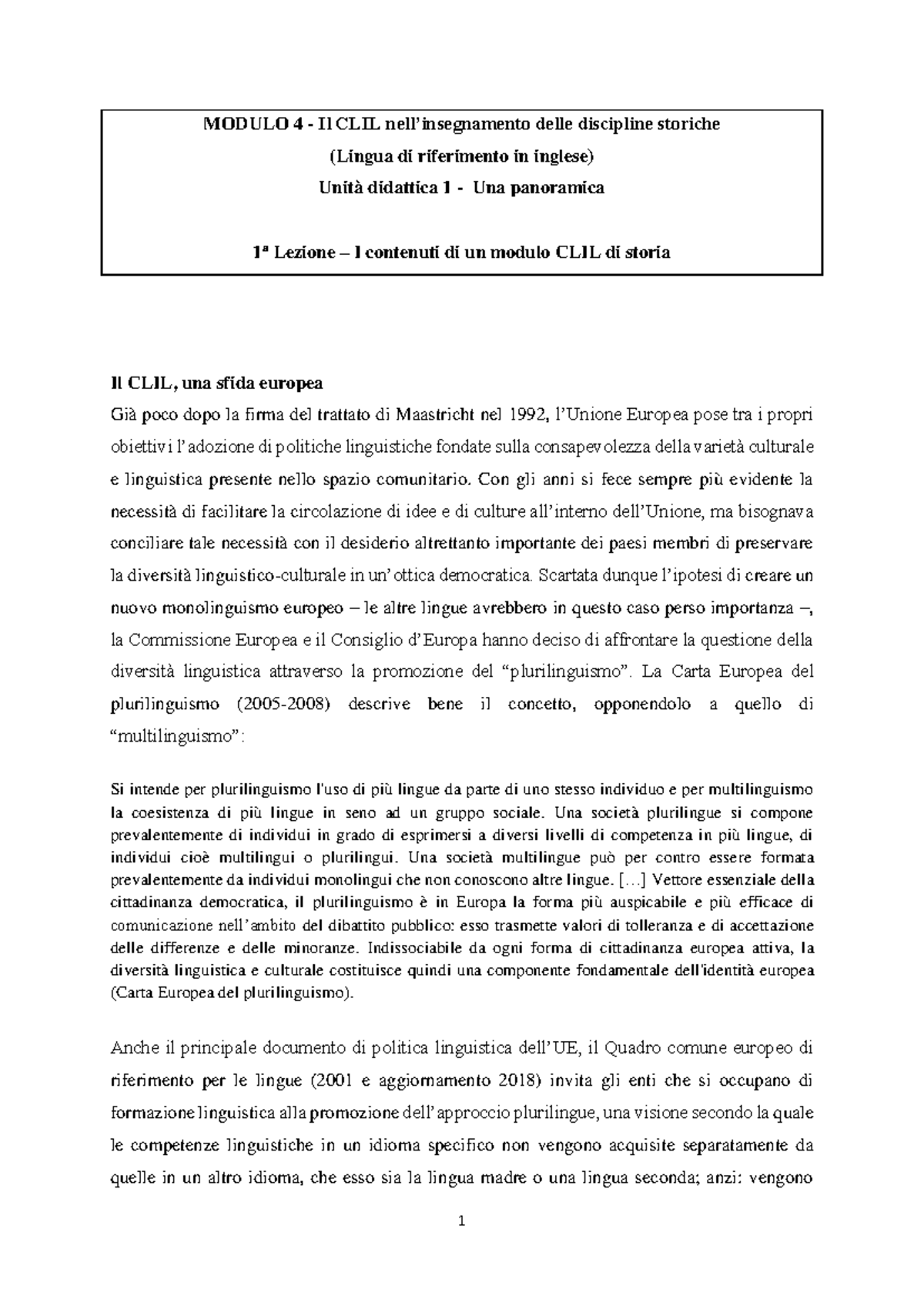 Modulo 4 - pdf to read - MODULO 4 - Il CLIL nell’insegnamento delle discipline storiche (Lingua ...