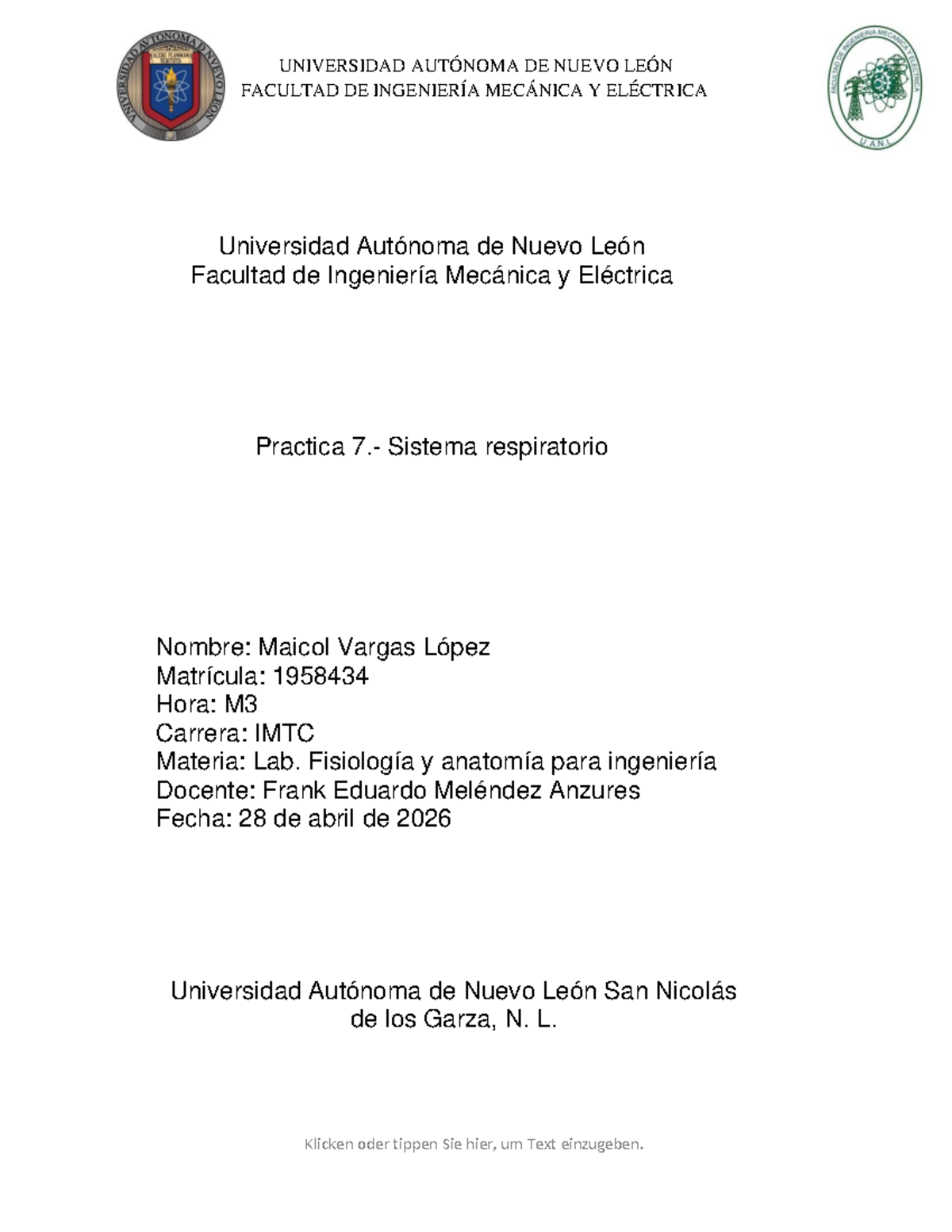 P7.- Práctica de Laboratorio: Sistema Respiratorio en Fisiología - Studocu