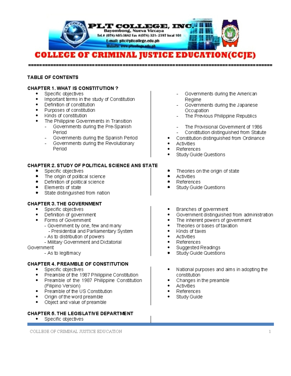 Handout in philippine consti - - Studocu