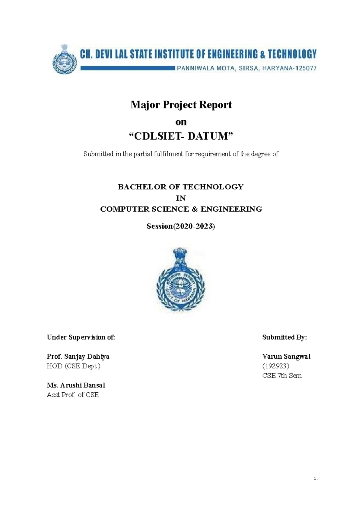 Major Project C: CDLSIET-DATUM Android Application Report - Studocu