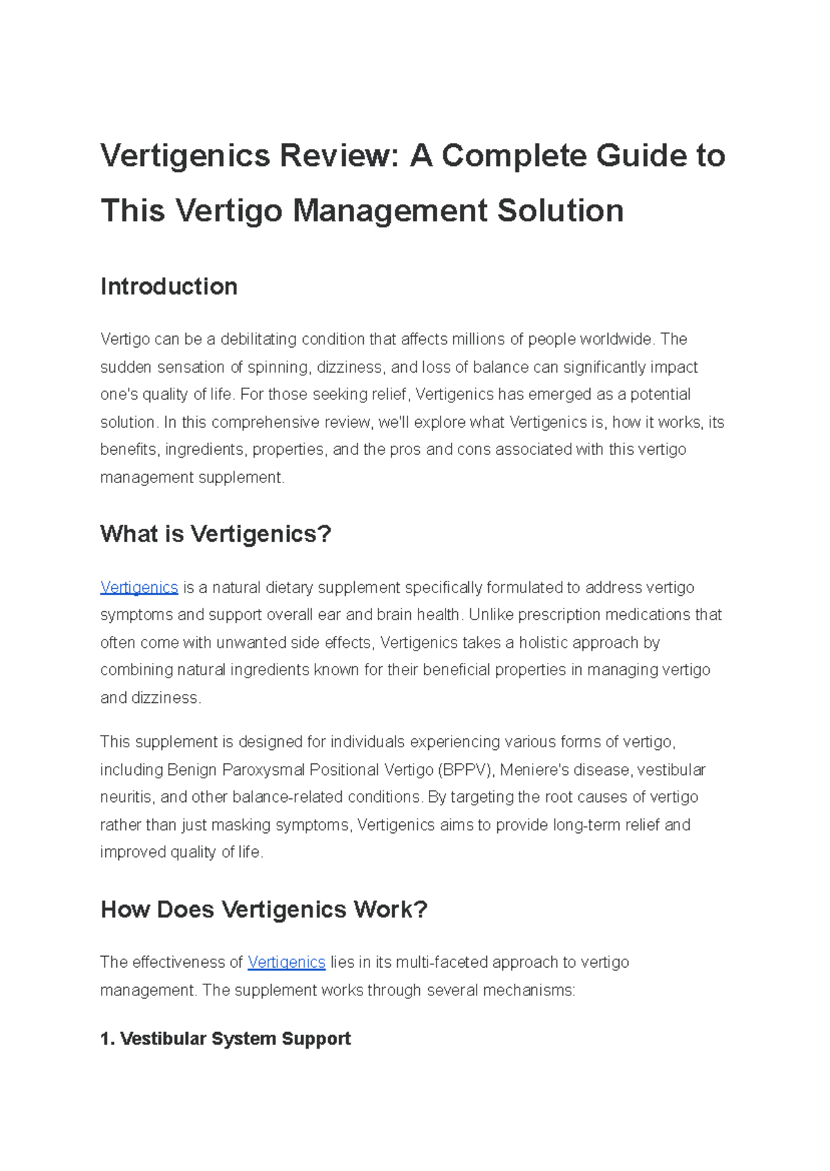 Vertigenics Review A Complete Guide to This Vertigo Management Solution ...