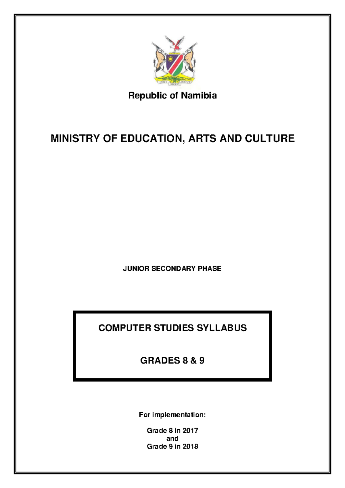 Computer Studies Syllabus for Grades 8 & 9 (JSC) - NIED 2015 - Studocu