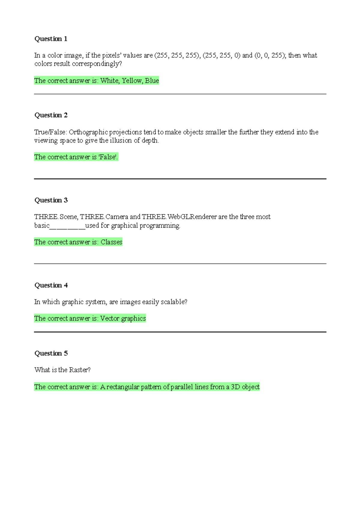 CS 4406 Unit 1 Self-Quiz: Color Theory & Graphics Concepts - Studocu