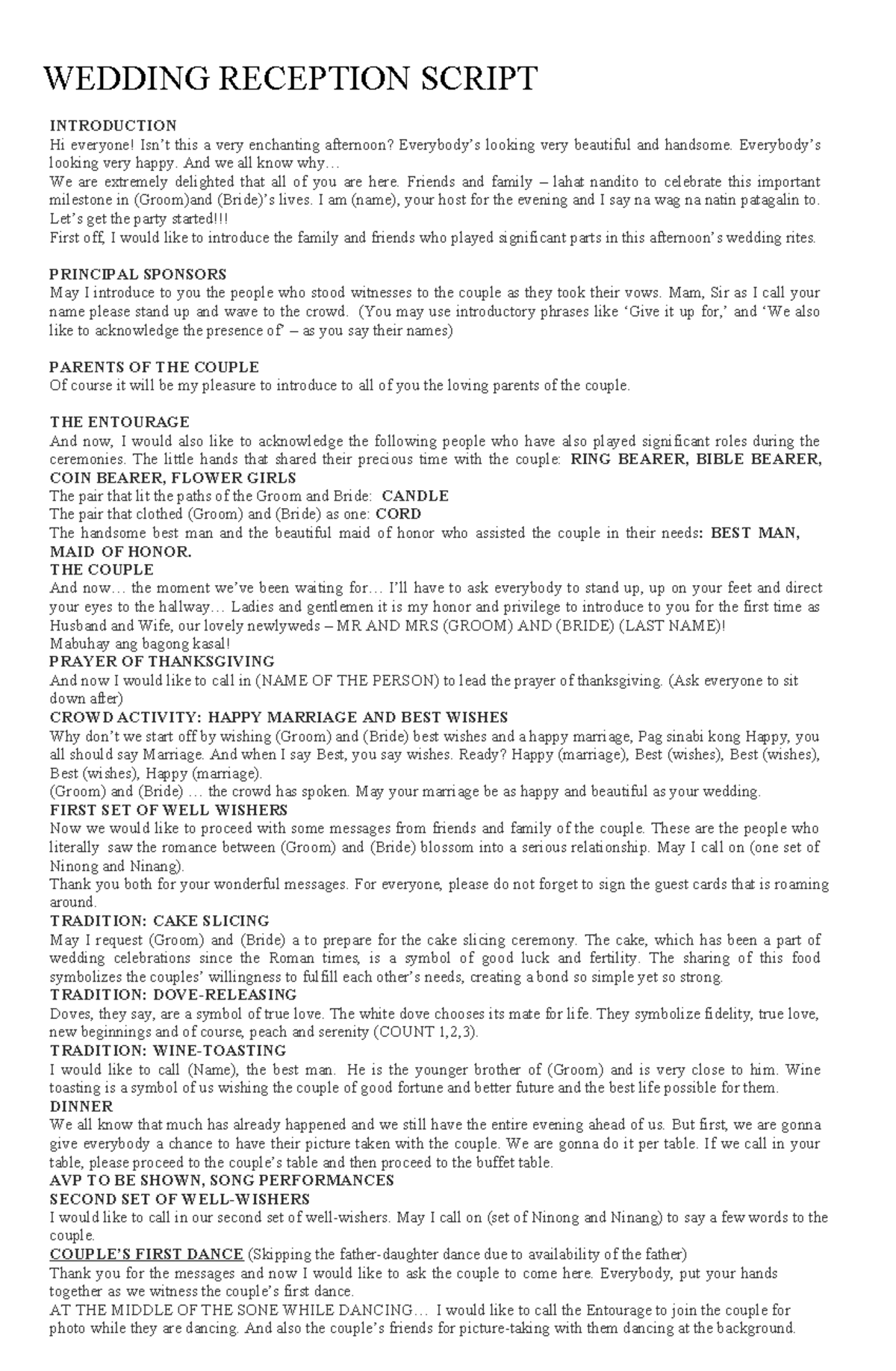 Opening wedding ceremony script 60 photos - Astyledwedding.com