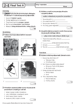 EC A2 Tests - Language Test 4A - Name ...