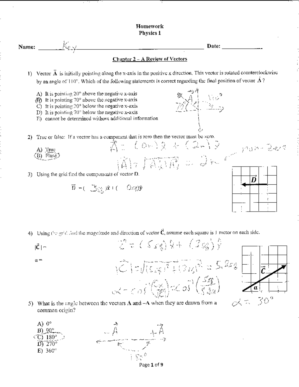 Homework Chapter 2 Solutions - Homework Physics I Name: Key Date ...