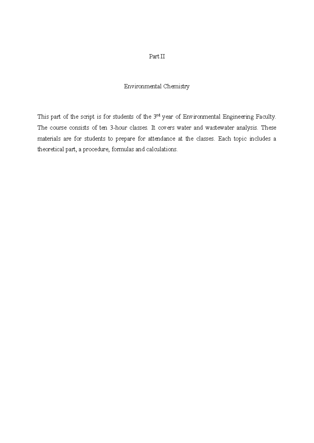 Environmental Chemistry (ENVE 301) - Class Preparation Notes - Studocu