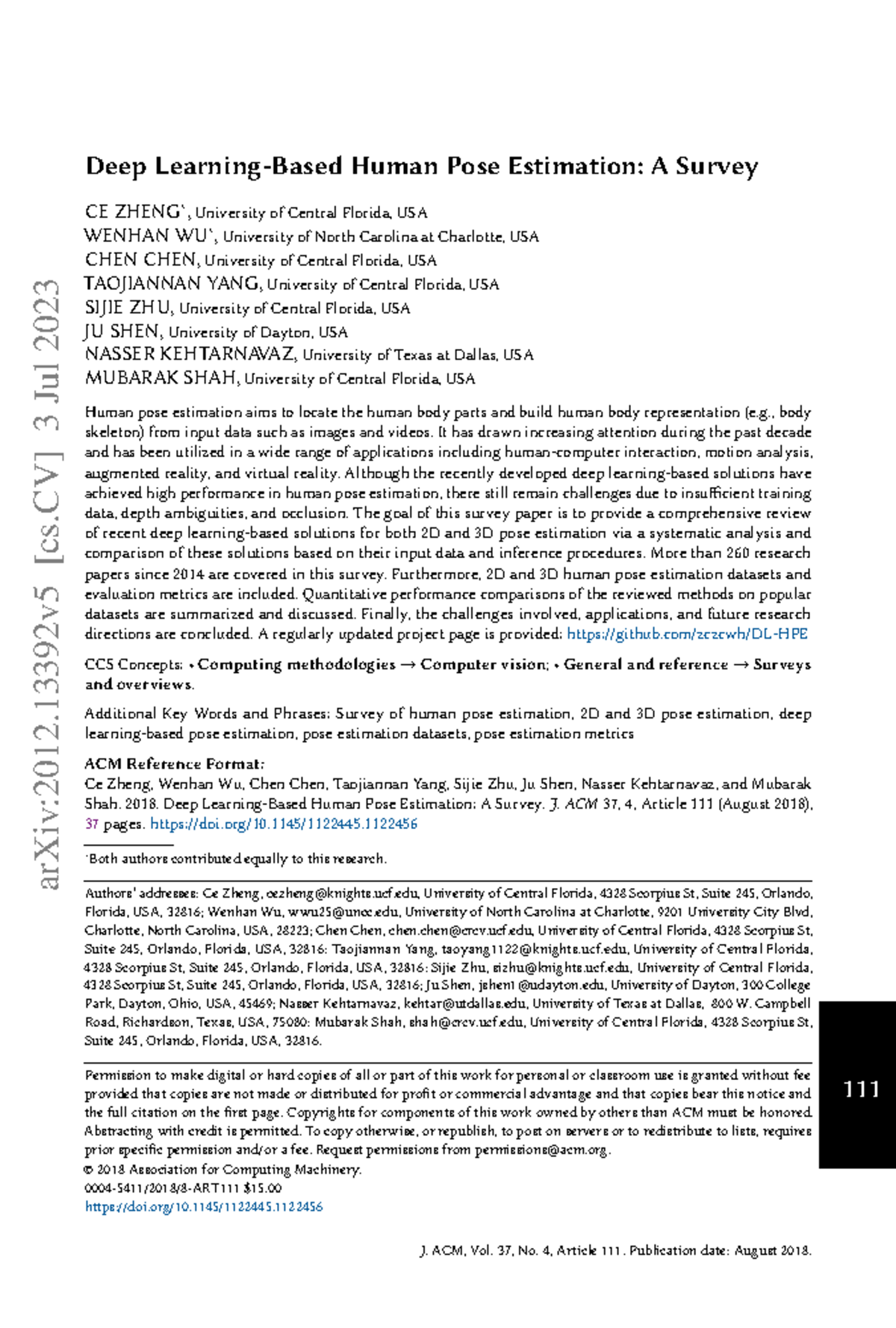 Deep Learning-Based Human Pose Estimation: A Comprehensive Survey - Studocu