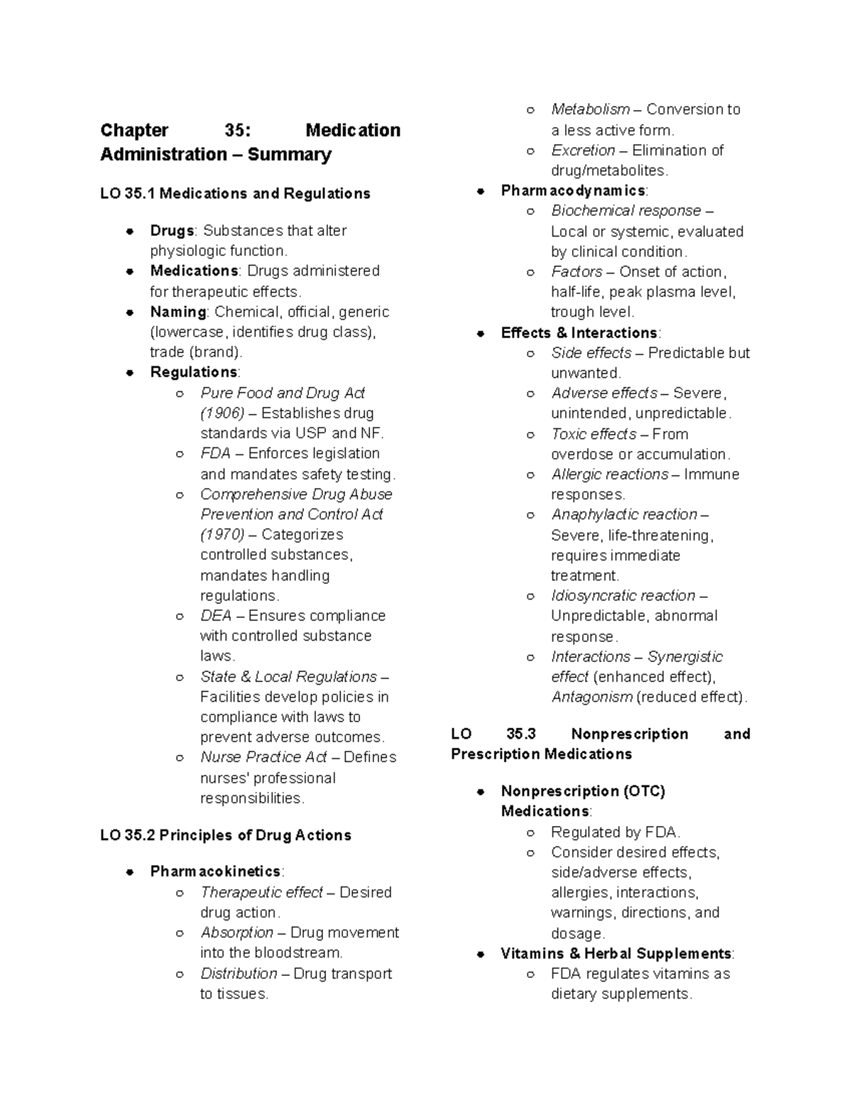 Chapter 35: Summary of Medication Administration and Safety Standards ...