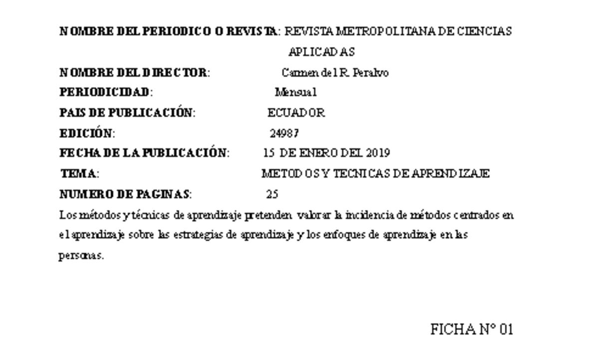 10- Fichas Hemerograficas - NOMBRE DEL PERIODICO O REVISTA: REVISTA ...