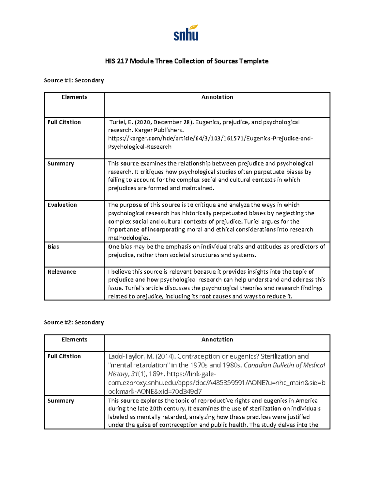 HIS 217 Module Three: Annotated Source Collection on Eugenics - Studocu
