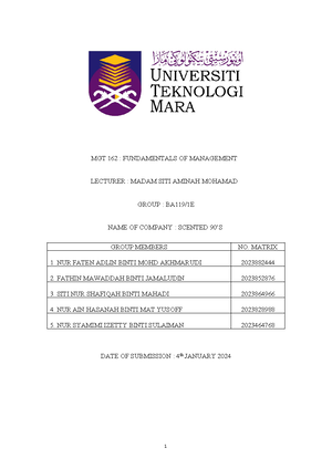 FIN250 - Group 2 - DIPLOMA IN BANKING STUDIES FUNDAMENTALS OF FINANCIAL ...