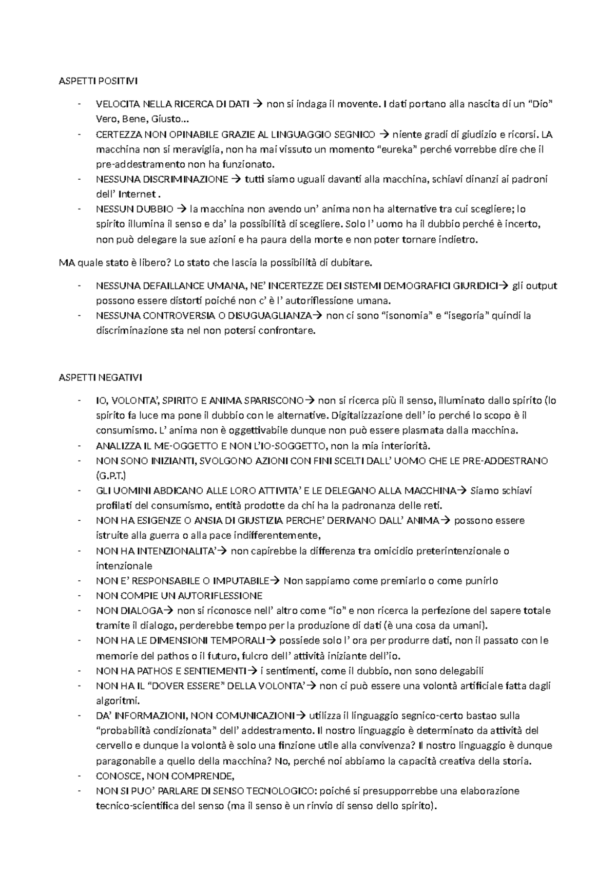 schema sul libro di Romano "Intelligenza artificiale e volontà, il ...