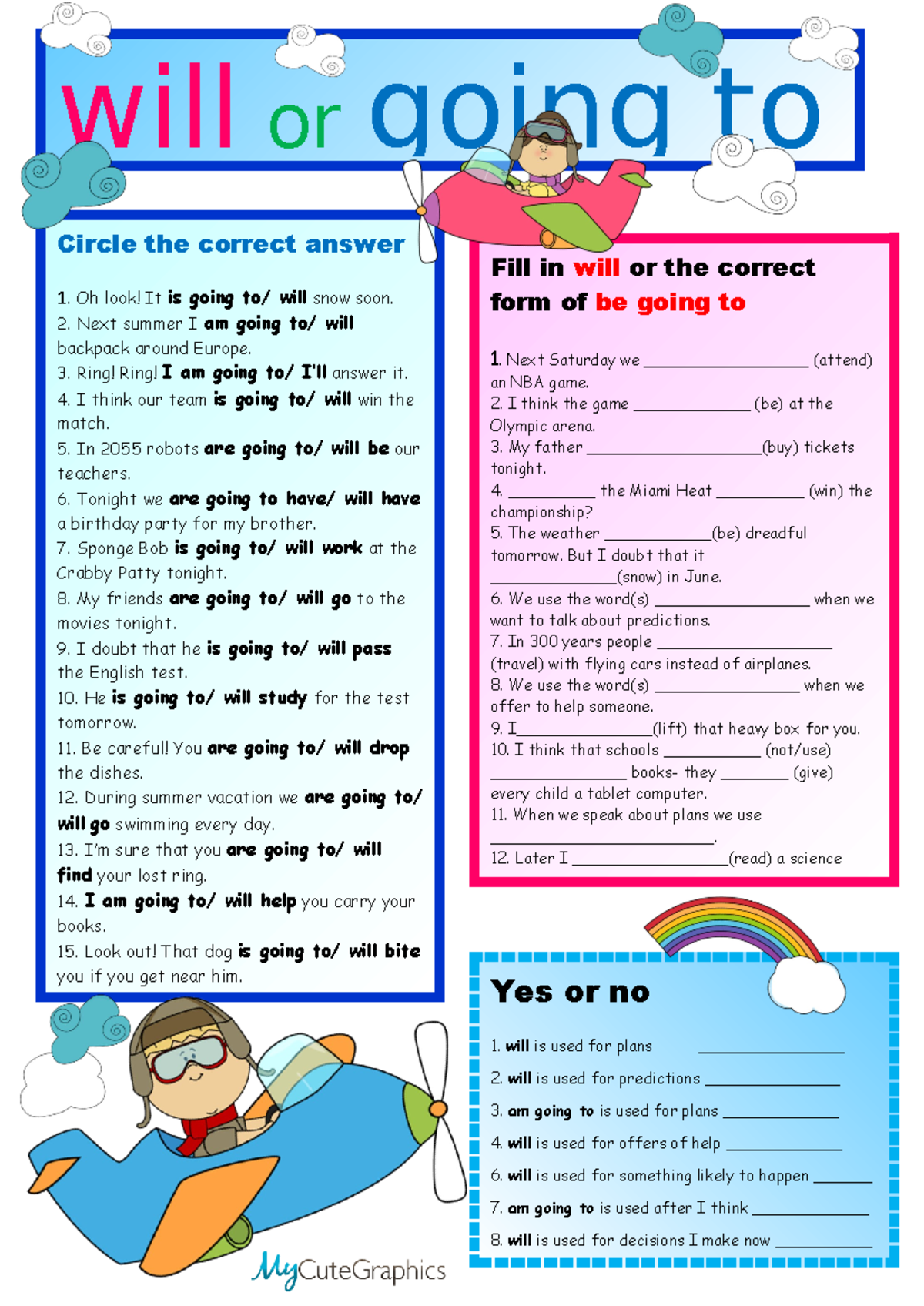 Will-and-going-to-with-key-grammar-drills 53055 - Fill in will or the ...