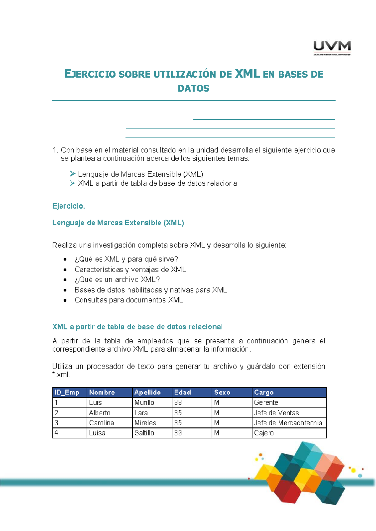 Ejercicio sobre XML en Bases de Datos - A1 - Studocu