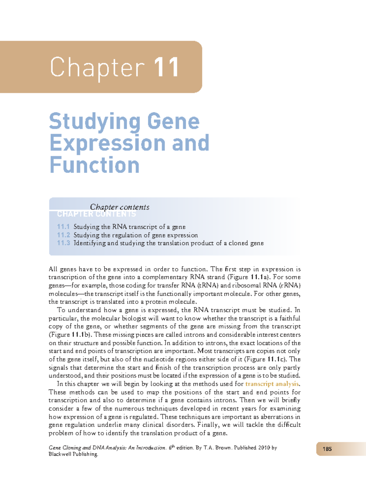 AA095-23 Chapter 11: Gene Expression and Function Analysis - Studocu