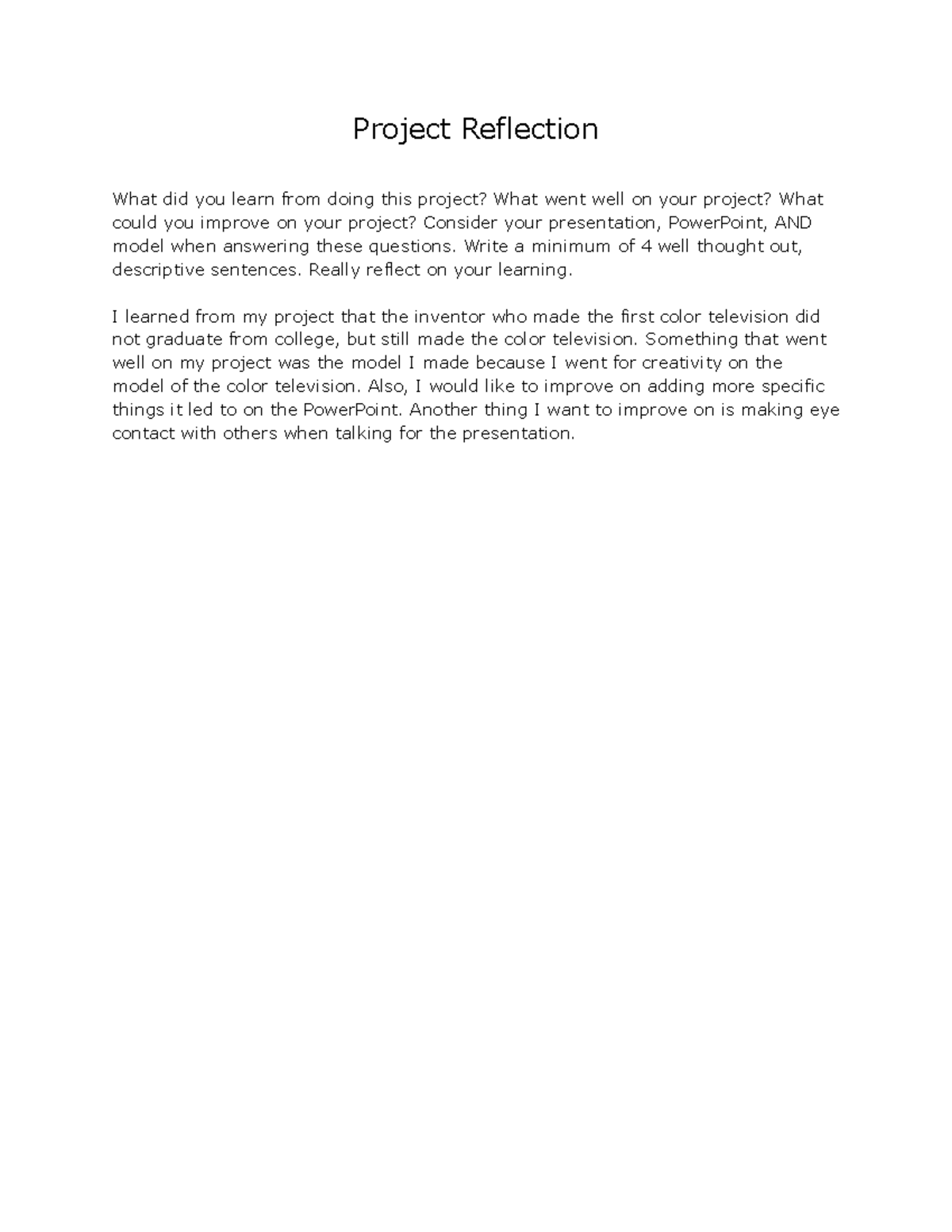 Charlene Cruz - Unit 5 Project Reflection - Project Reflection What did ...