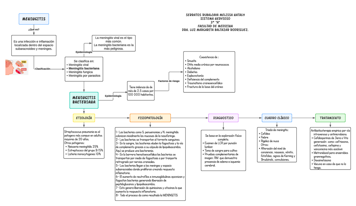 Mapa Conceptual sobre Meningitis - 3° "A" - Facultad de Medicina - Studocu