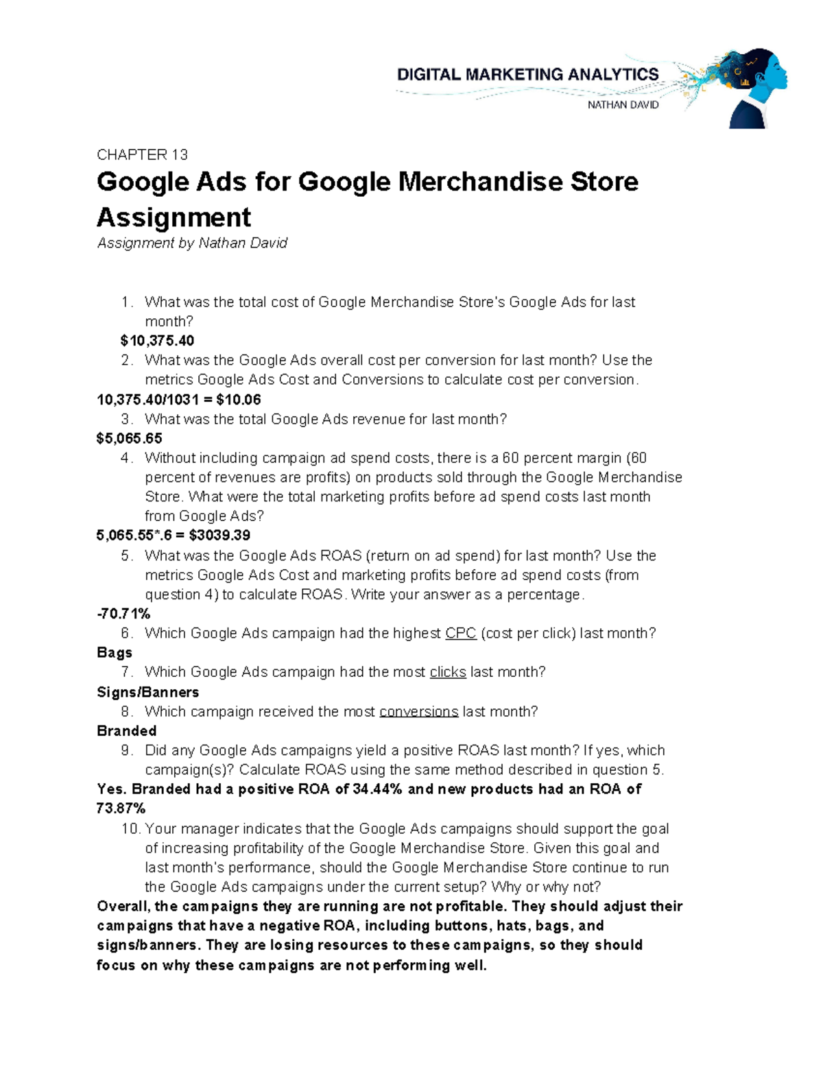Google Merchandise Store Ads Assignment Guide (Chapter 13) - Studocu