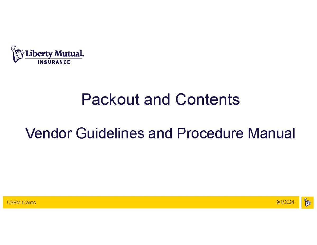 USRM Claims Packout & Contents Guidelines: Procedures & Best Practices ...