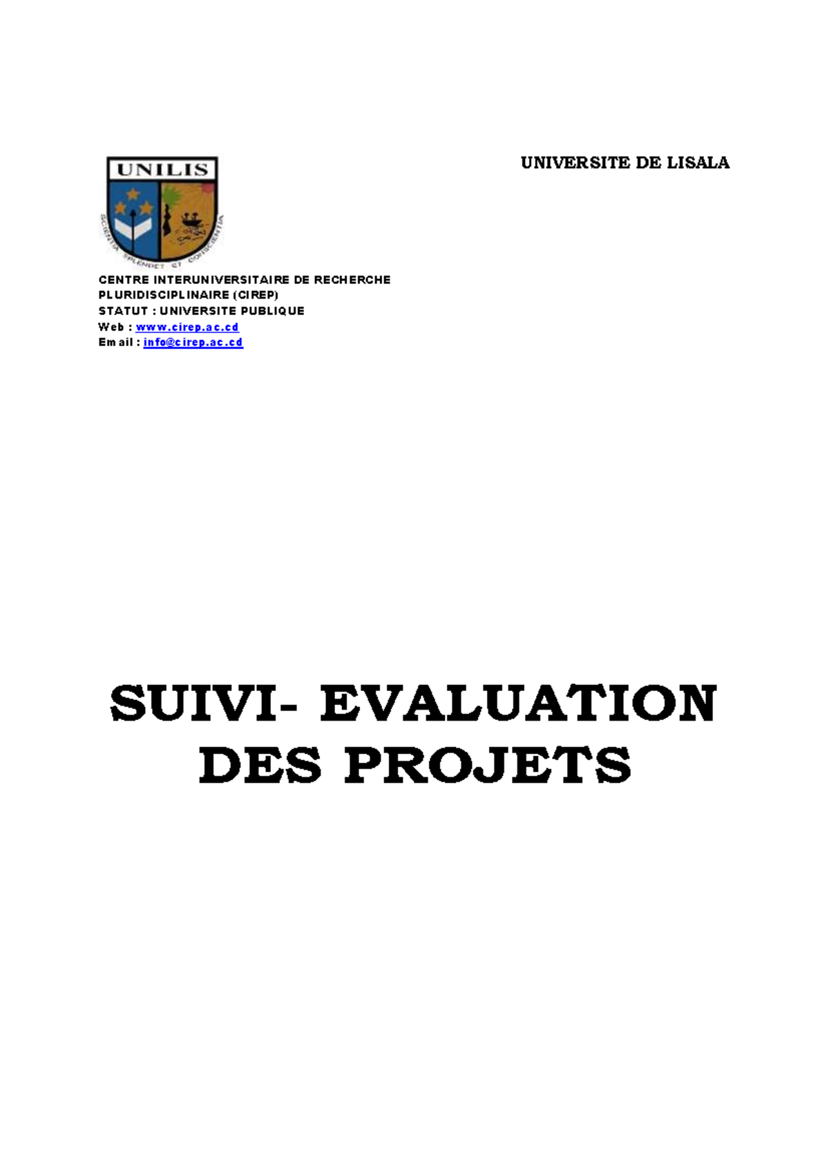 Unité 2 : Suivi et Évaluation des Projets - CIREP - Studocu