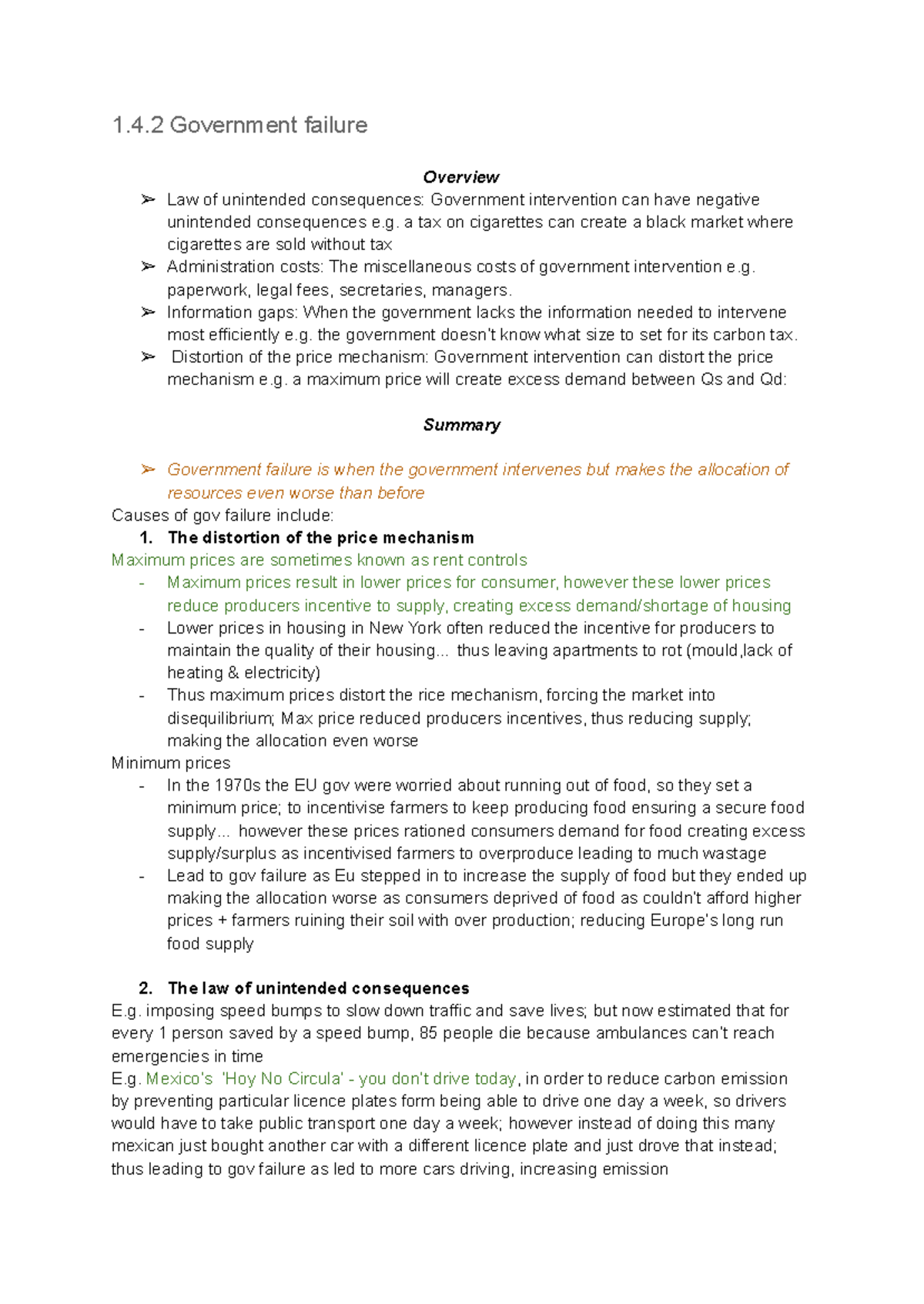 1.4.2 Government Failure: Causes, Consequences, and Unintended Outcomes ...
