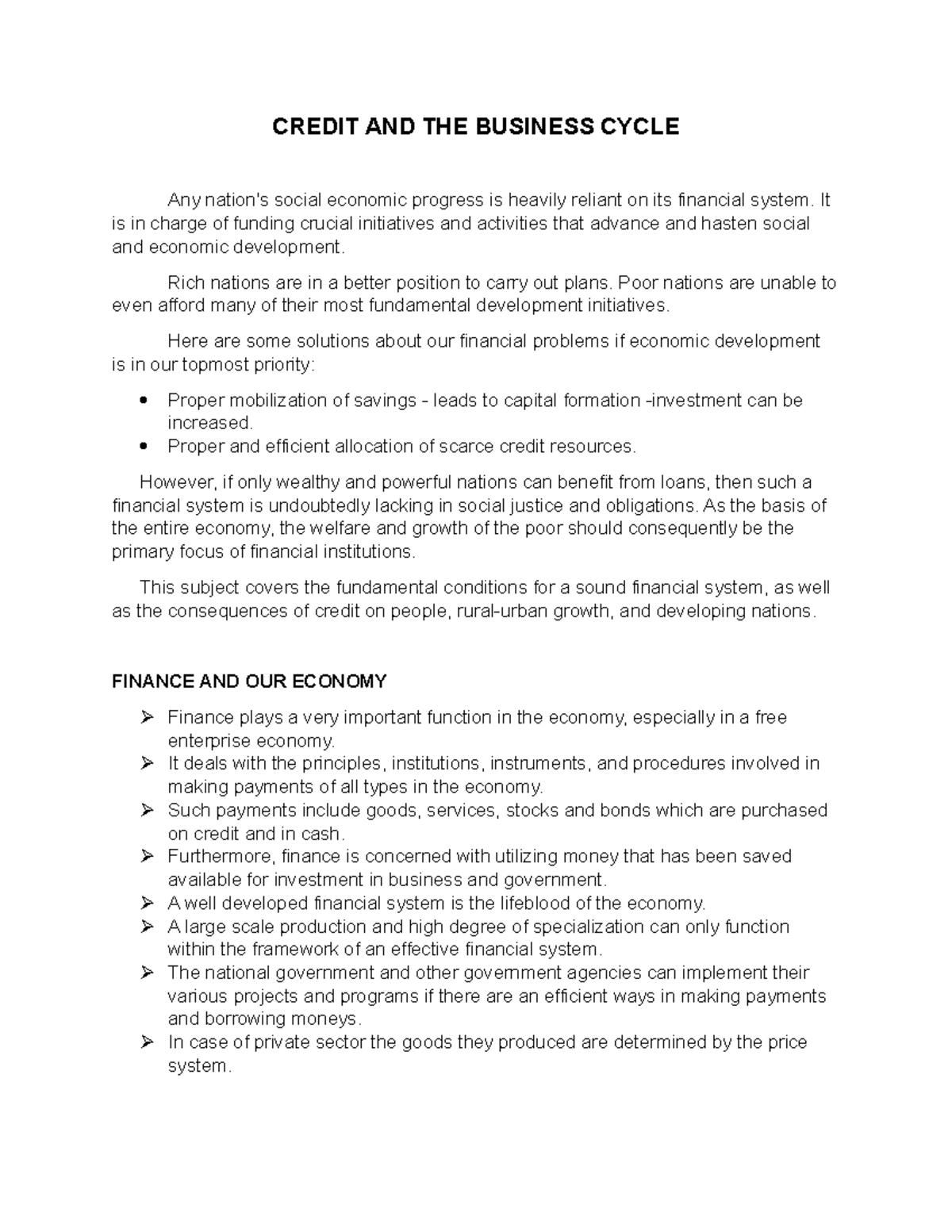 Credit AND THE Business Cycle - CREDIT AND THE BUSINESS CYCLE Any ...