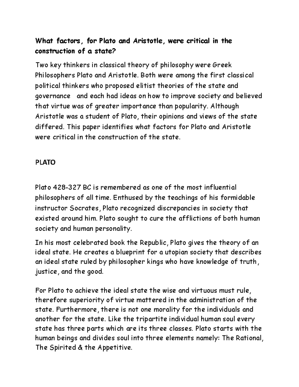 PHI 101 - Plato's Ideal State: Key Factors & Philosophical Insights ...