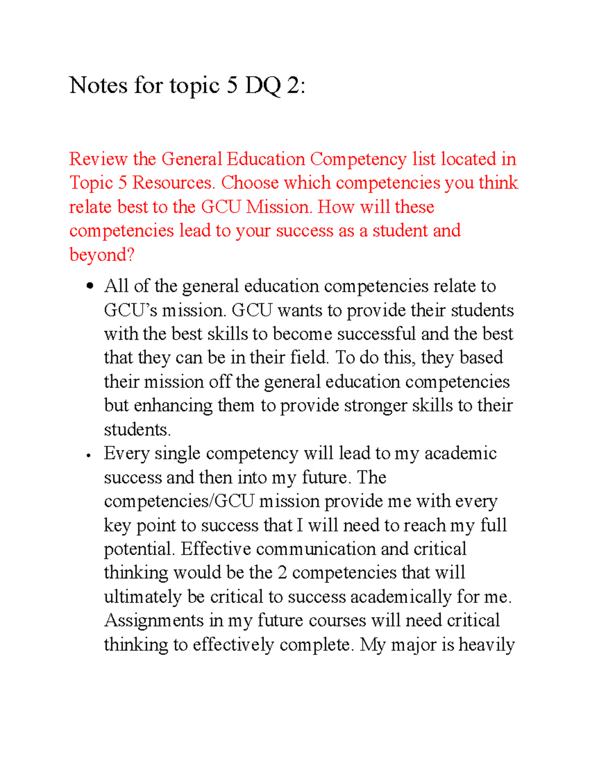 Notes for topic 5 DQ 2 - Notes for topic 5 DQ 2: Review the General ...