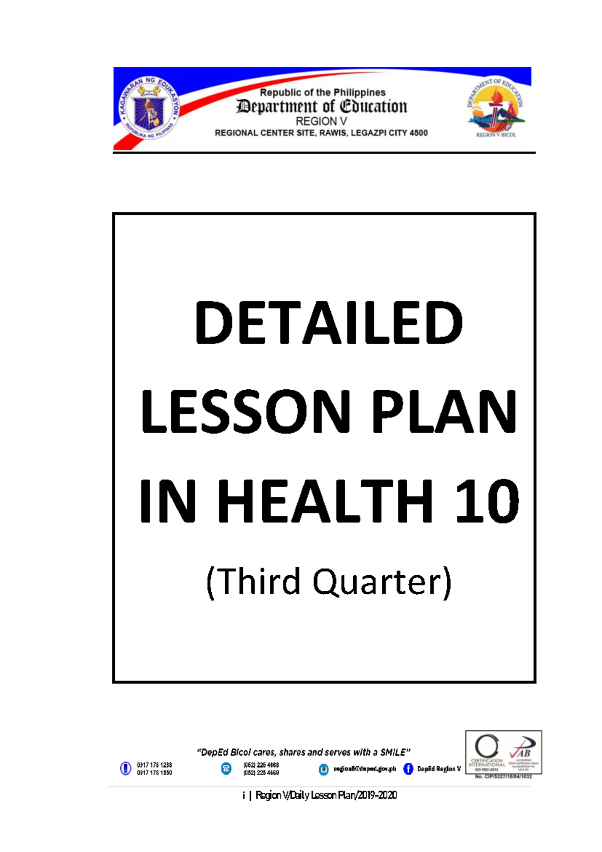 Health 10 3rd Quarter Final - i | Region V/Daily Lesson Plan/2019 ...