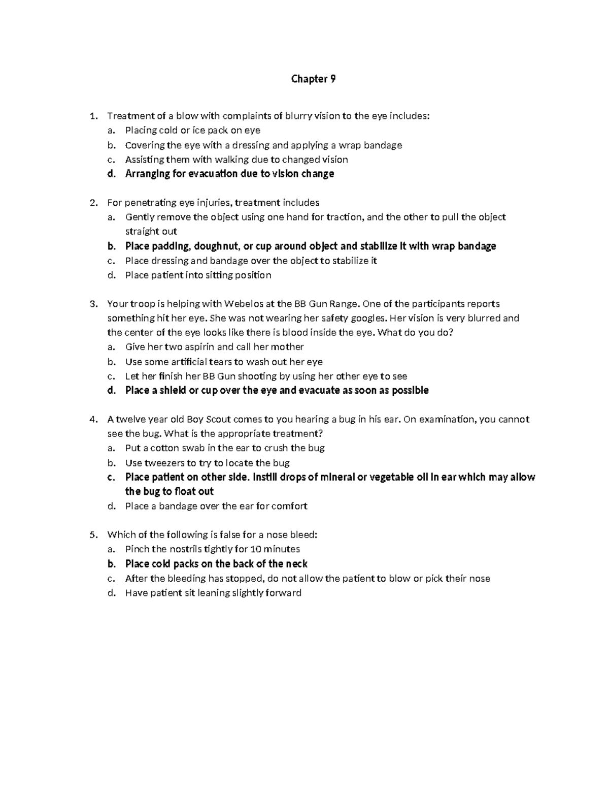 BSA Ch 09 Exam - Treatment of Eye and Ear Injuries - Studocu