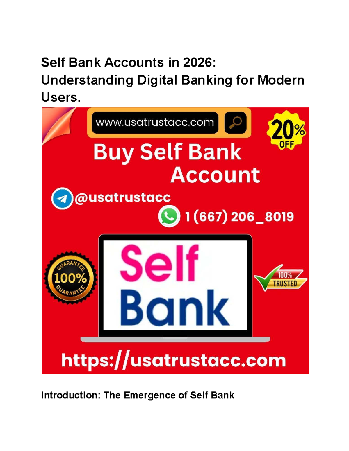 Self Bank Accounts 2026: A Guide to Digital Banking Solutions - Studocu