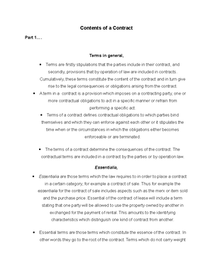 Law of Contract Notes - Law of Contract Notes What is a contract? A ...