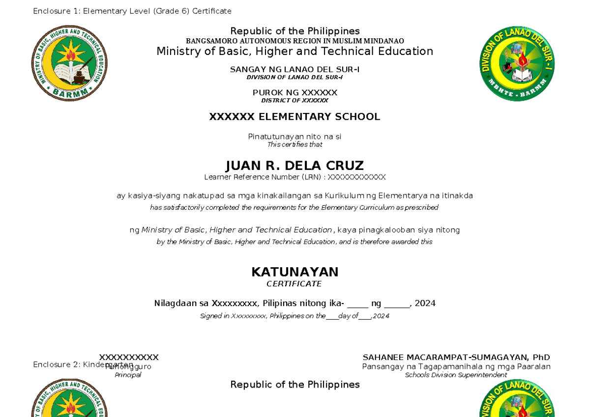Diploma Certificate Format for Elementary & Senior High School 2024 ...