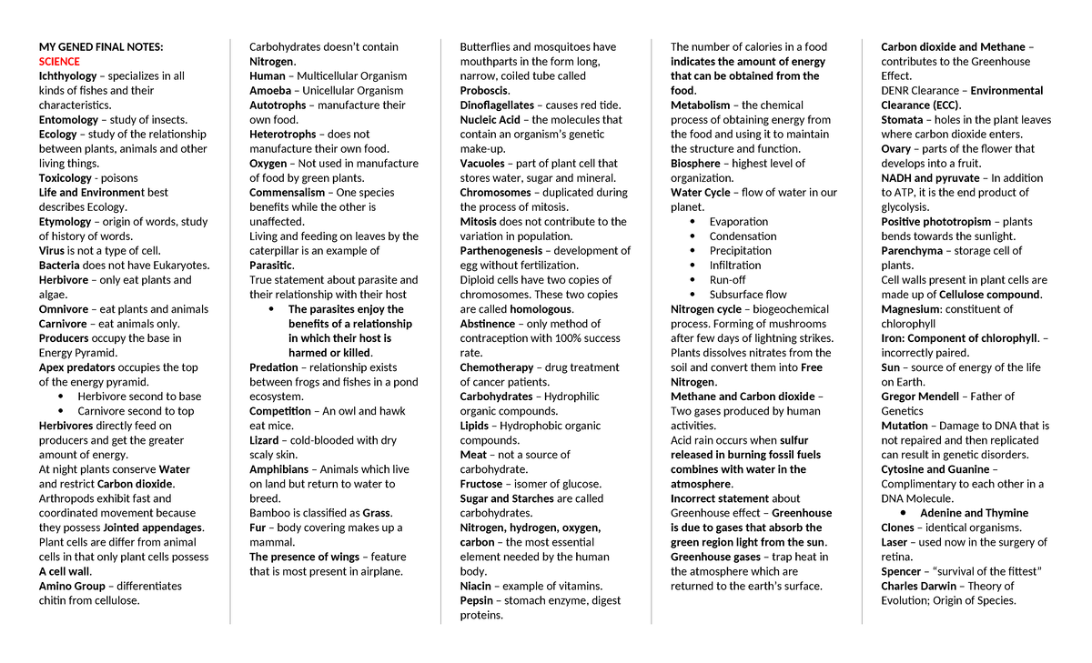MY Gened Final Notes - Reviewer - MY GENED FINAL NOTES: SCIENCE ...