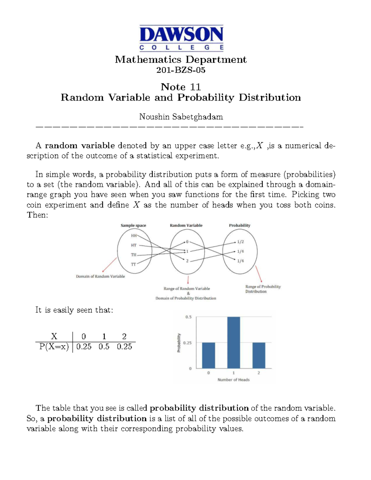 Mathematics 11: Random Variables & Probability Distributions Notes ...