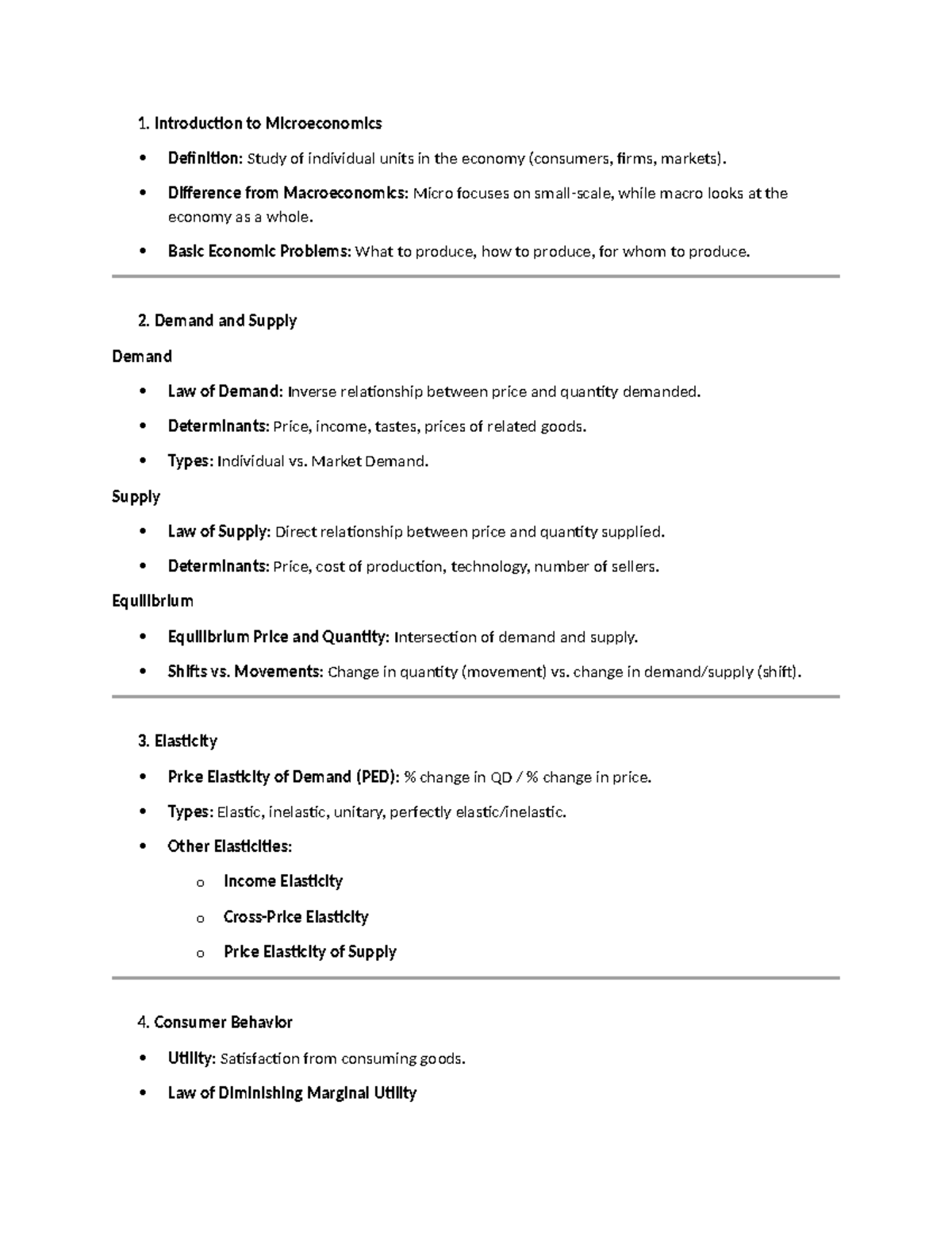 Microeconomics Overview: Key Concepts and Market Structures - Studocu