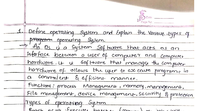 Operating Systems Overview: Types, Functions, and Concepts - Studocu