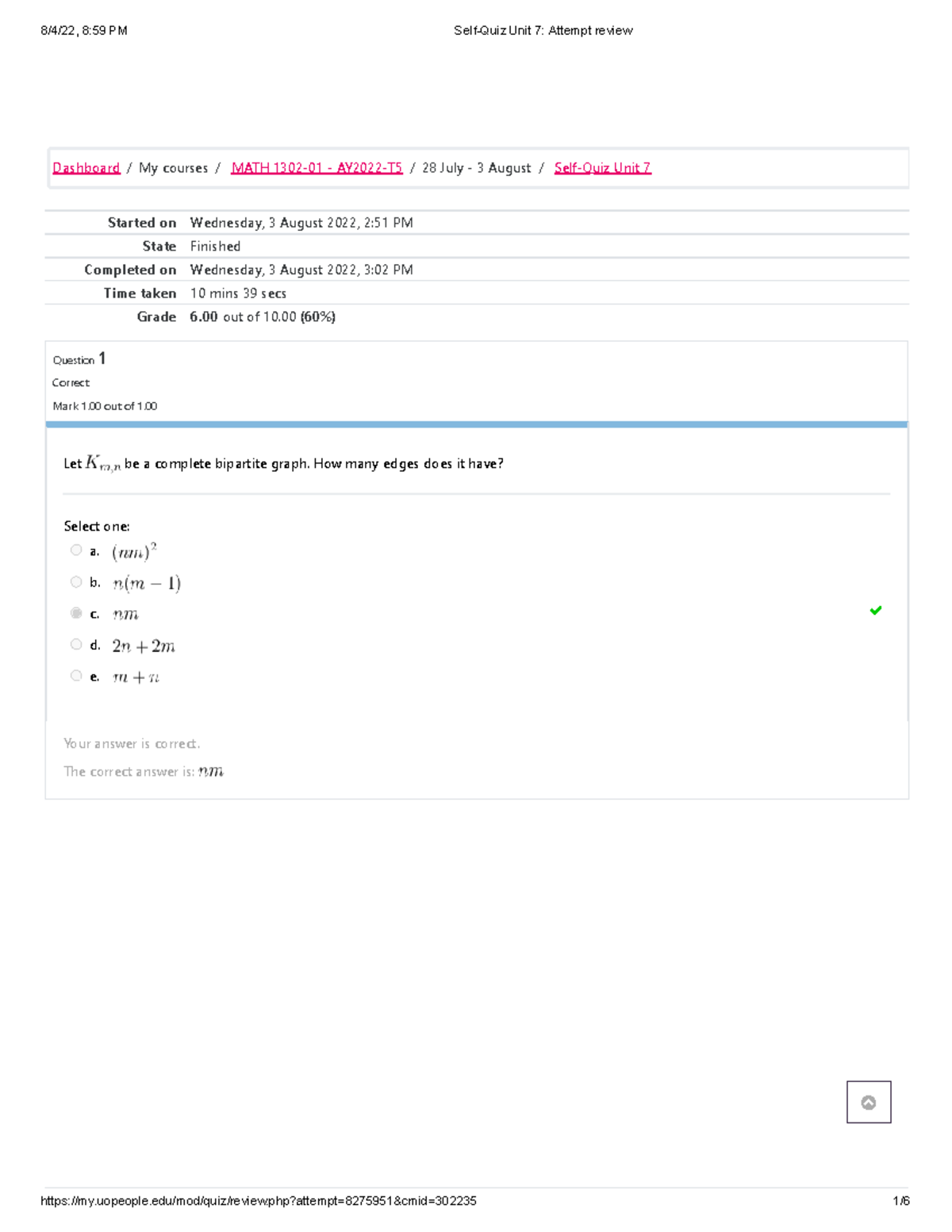 Math 1302 Self-Quiz Unit 7 Results and Key Concepts - Studocu