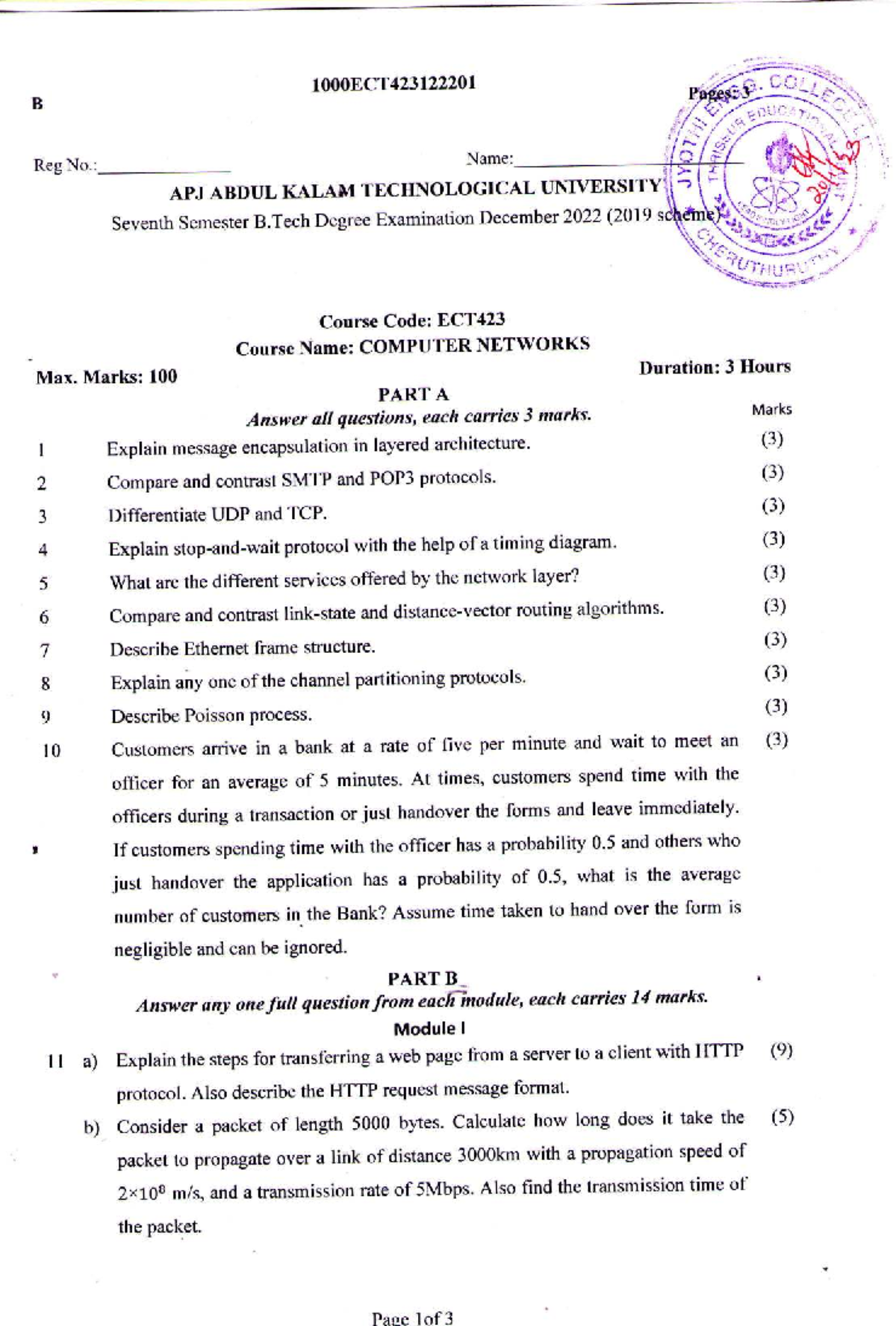 ECT423 Computer Networks Final Exam Questions - Dec 2022 - Studocu