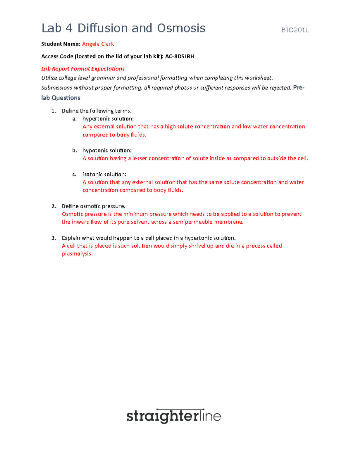 BIO201 Lab 4: Diffusion and Osmosis Experiments Analysis - Studocu