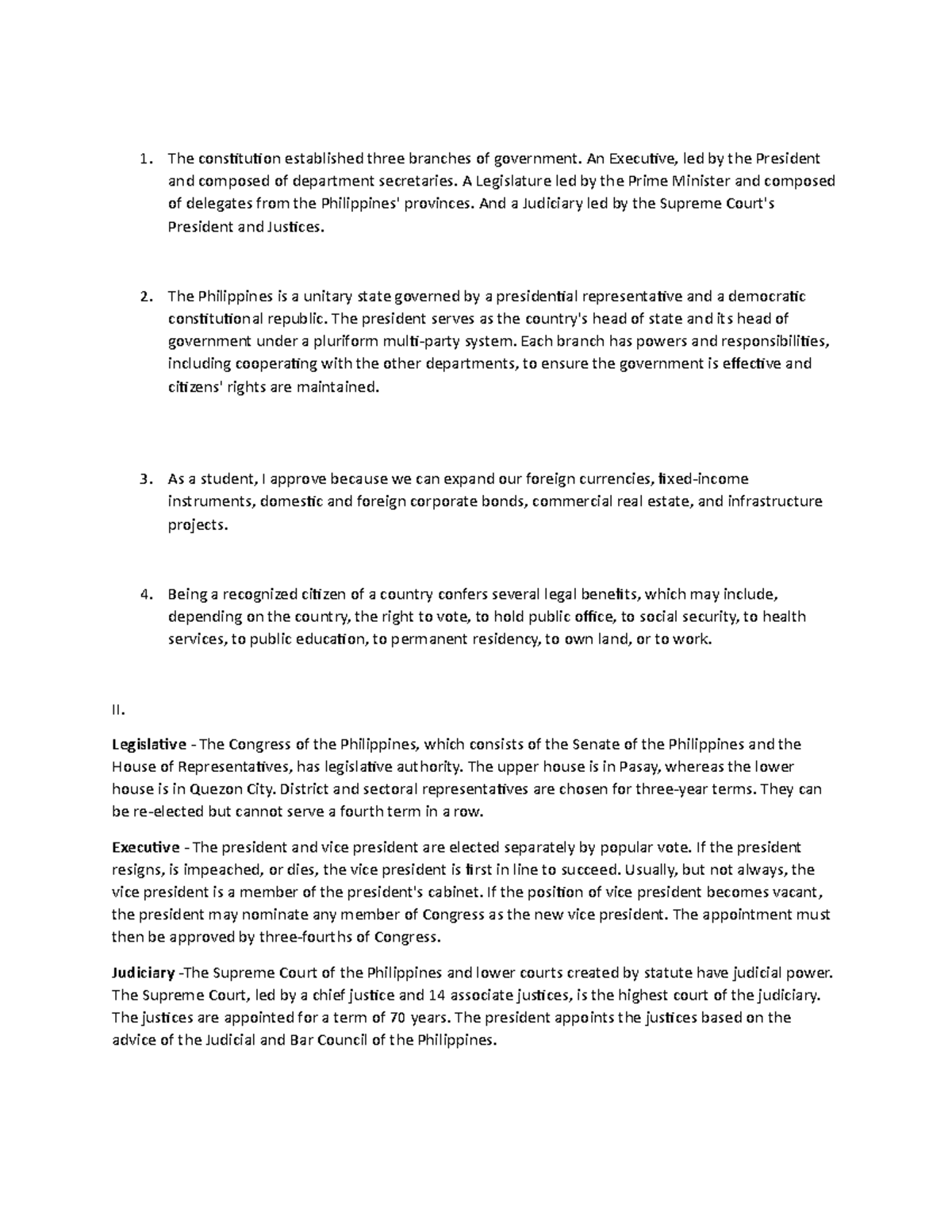 RPH Midterm Exam Essay - Philippine Government Structure - Studocu