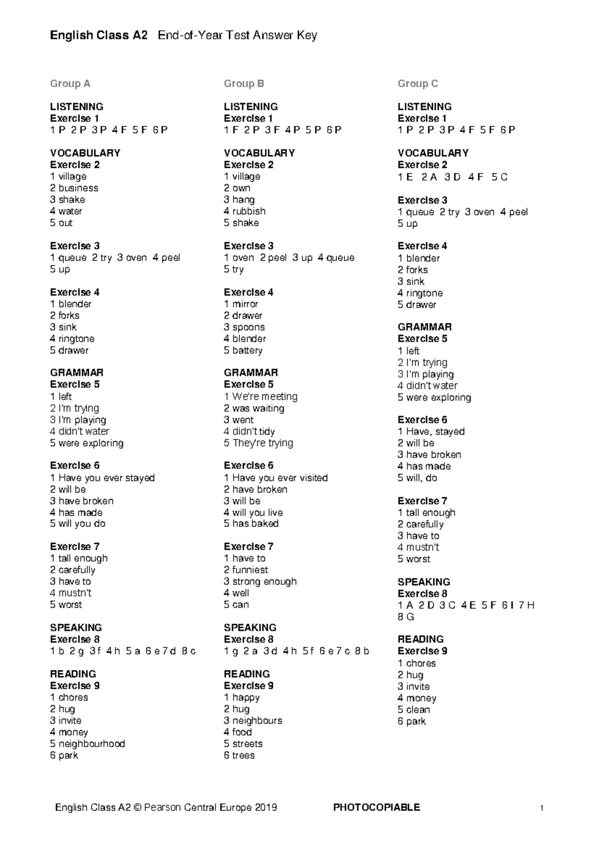 EC A2 Tests - End-of-Year Test 1-8 A - Name ...