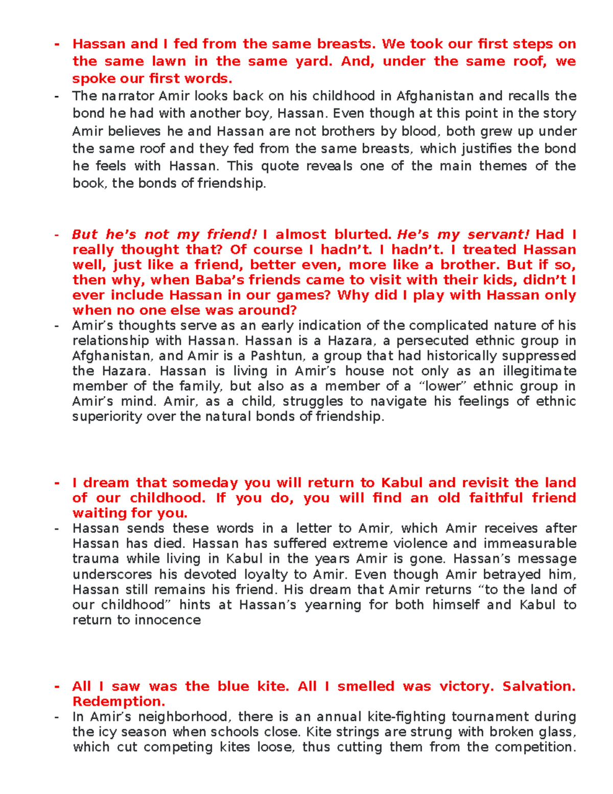 The Kite Runner: Themes of Friendship, Betrayal, and Redemption - Studocu