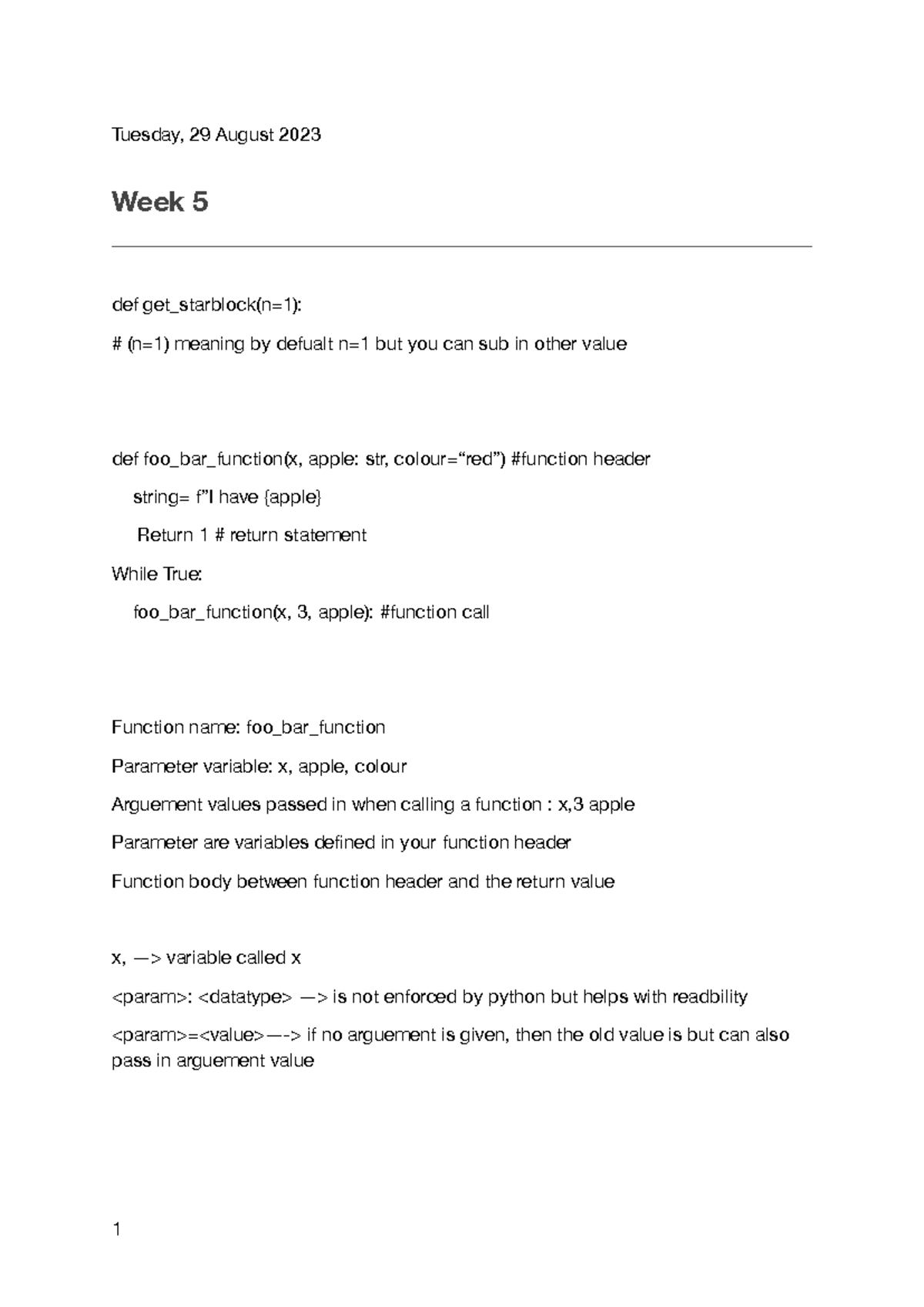 Week 5 - it is tutorial notes for week5 - Tuesday, 29 August 2023 Week ...
