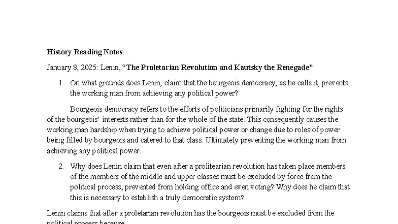 1403G: History Reading Notes on Lenin, Proletarian Revolution & WWII ...
