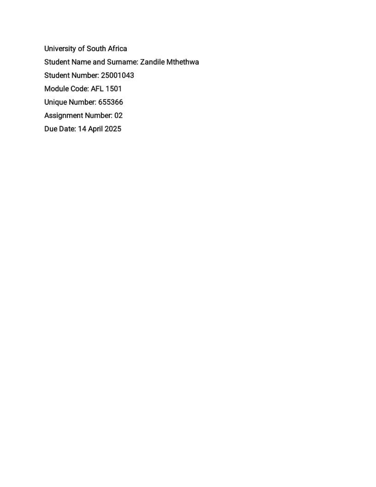 AFL 1501 Assignment 02: Exploring Language, Attitudes, and Worldviews - Studocu