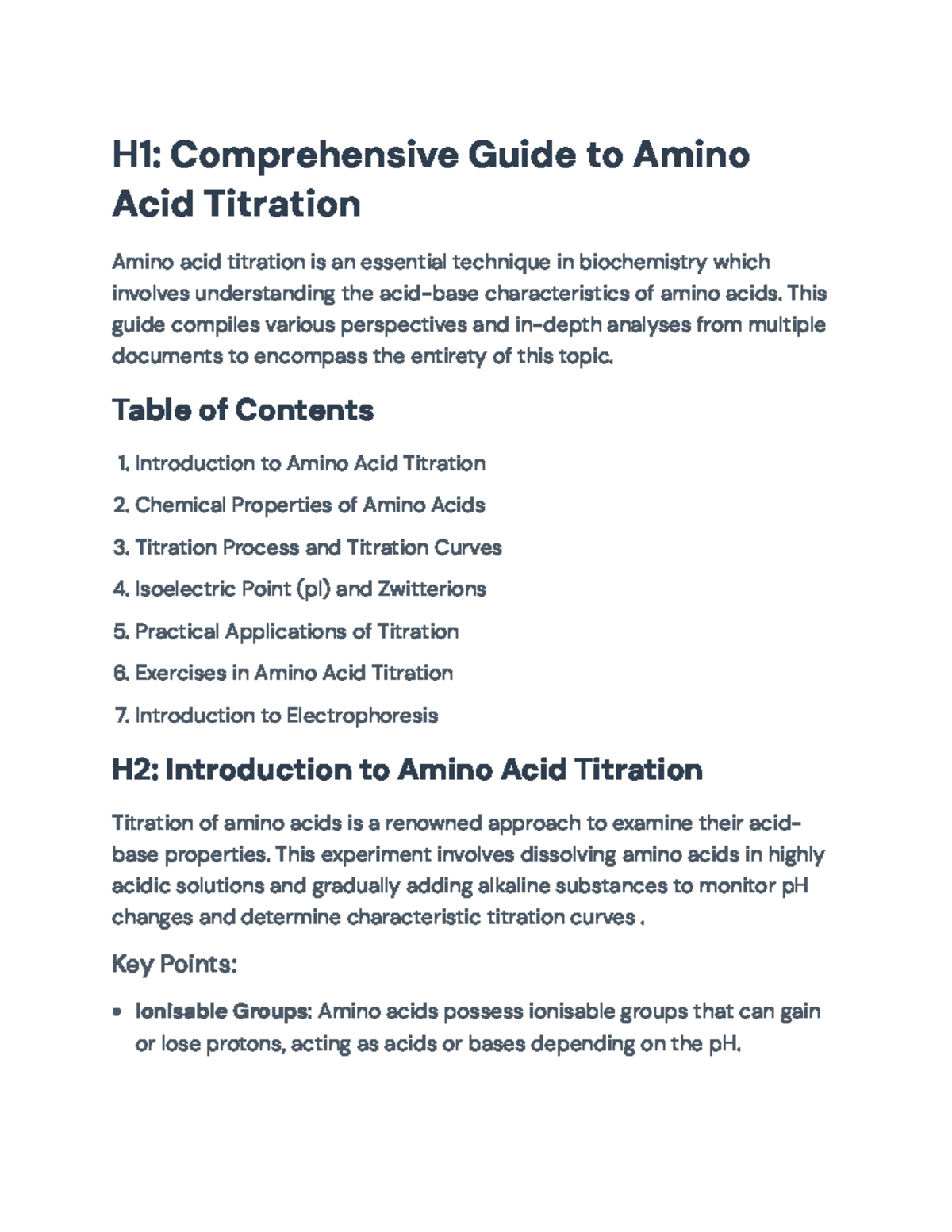 Comprehensive Guide to Amino Acid Titration (BIOC 101) - Studocu