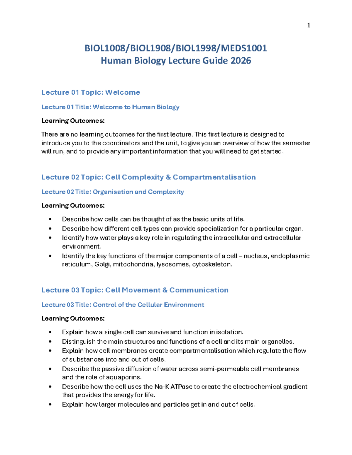 Human Biology Lecture Guide 2026: Comprehensive Overview - Studocu